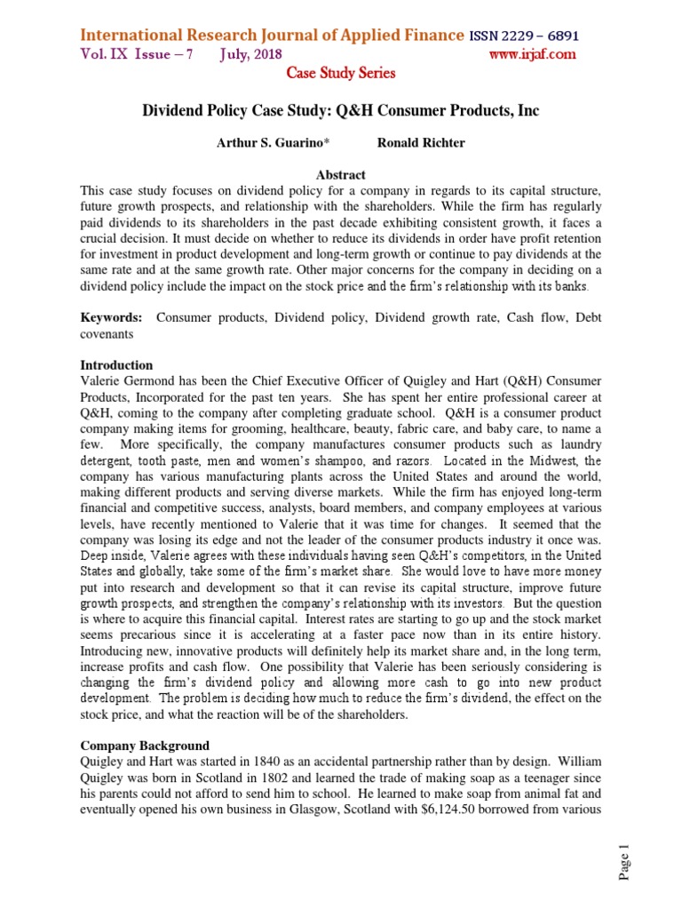 Dividend Policy Case Study PDF | PDF | Dividend | Investor