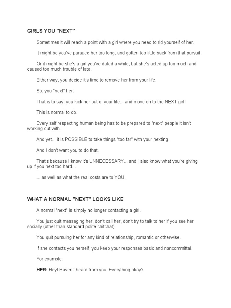 Nexting A Girl | PDF