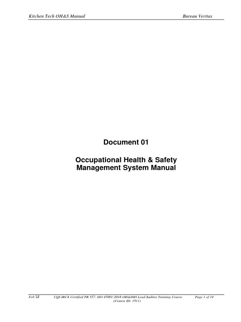 1 Kitchen Tech OH&S Manual | Download Free PDF | Audit | Occupational ...