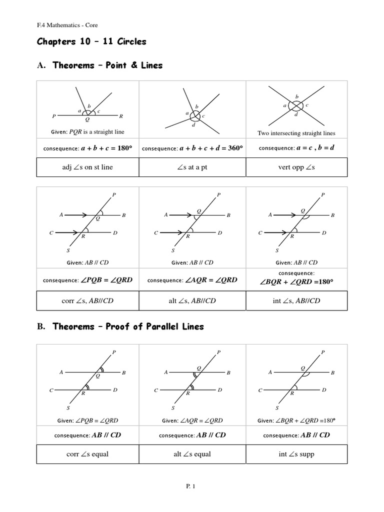 Chapters 10 - 11 Circles Theorems - Point & Lines | PDF | Elementary ...