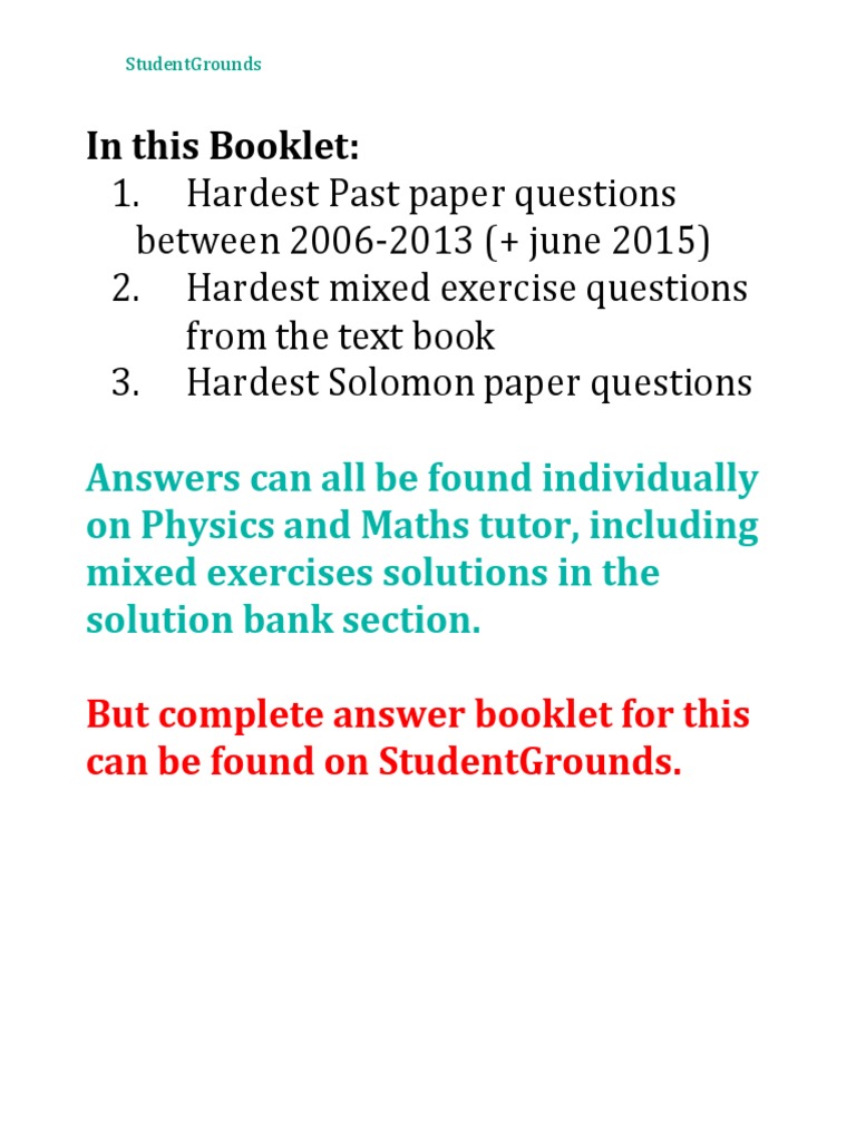 Edexcel C2 Hardest Questions | PDF | Language Arts & Discipline ...