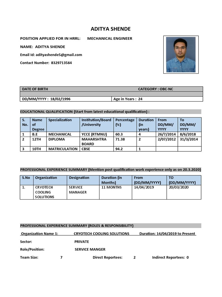 Mechanical Engineer Aditya Shende's Resume | PDF | Learning | Business
