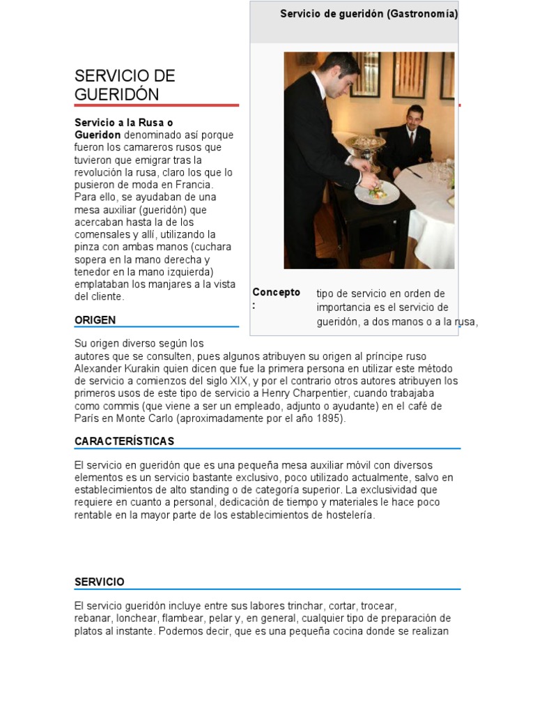 Servicio de Gueridón | PDF | Inicio | Cocina