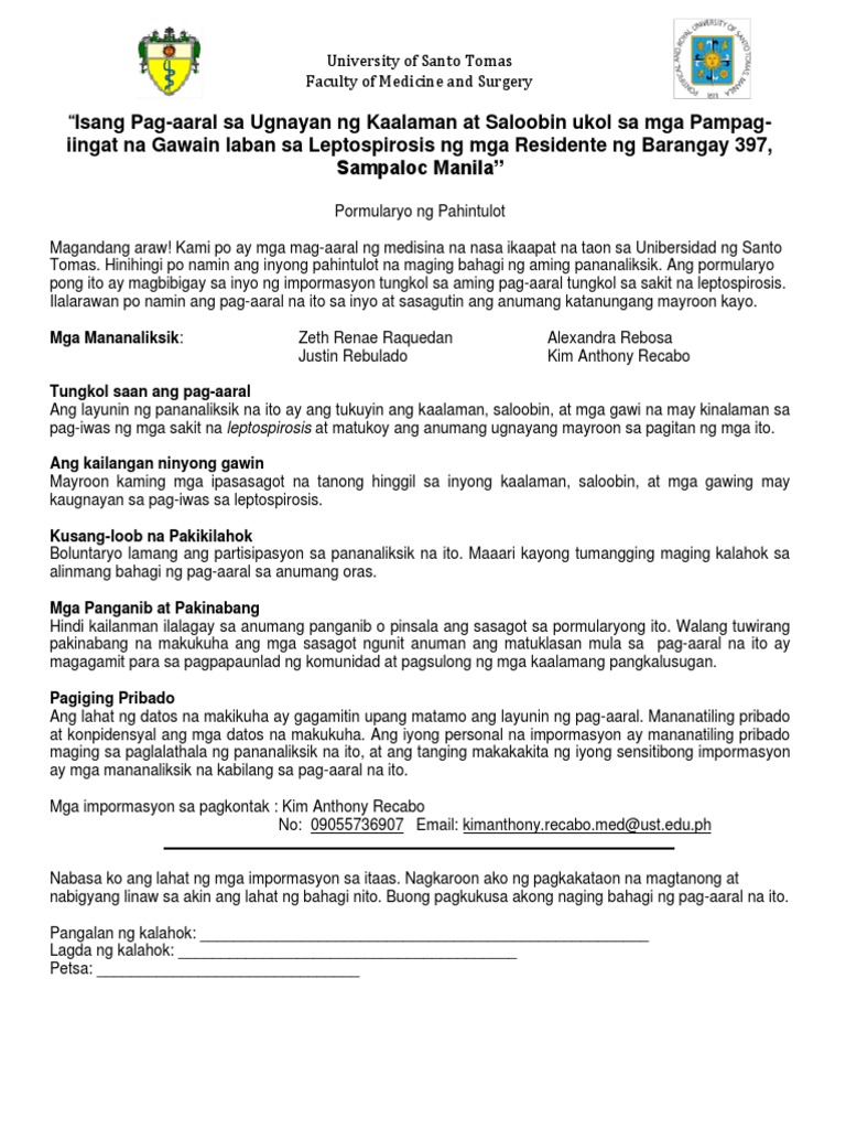 Final Tagalog Questionnaire | PDF