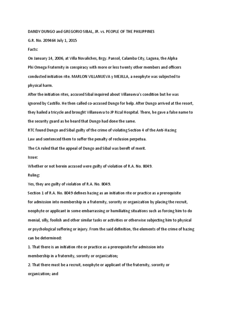 DANDY DUNGO and GREGORIO SIBAL, JR. vs. PEOPLE OF THE PHILIPPINES | PDF