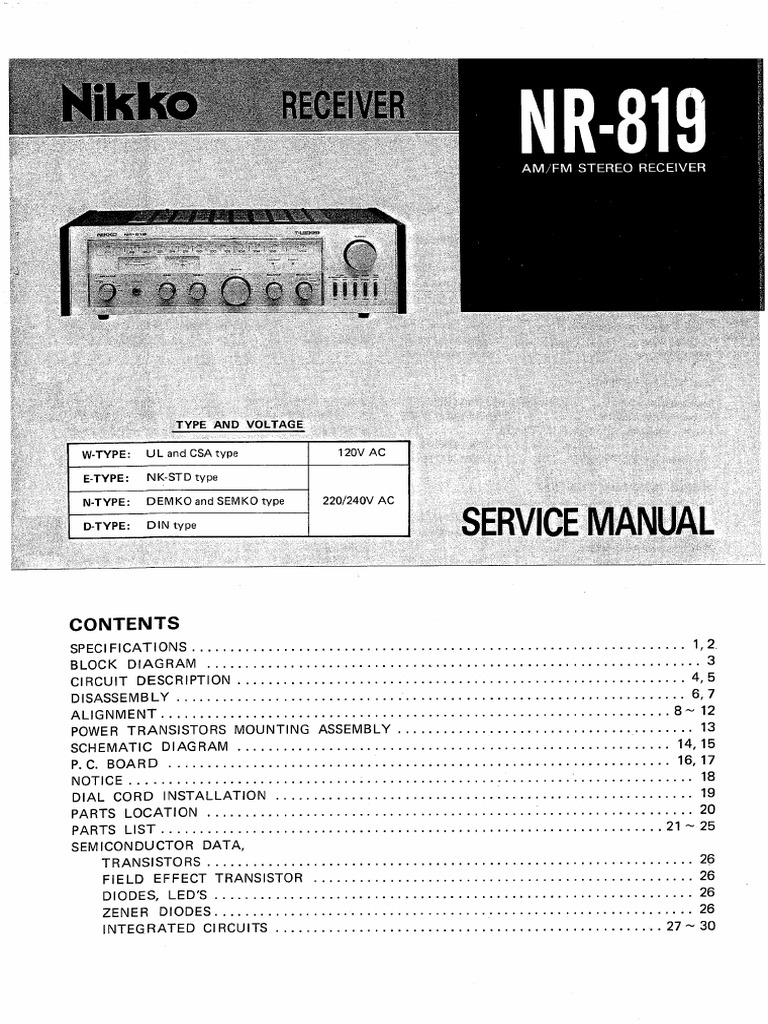 Nikko NR 819 Service Manual | PDF