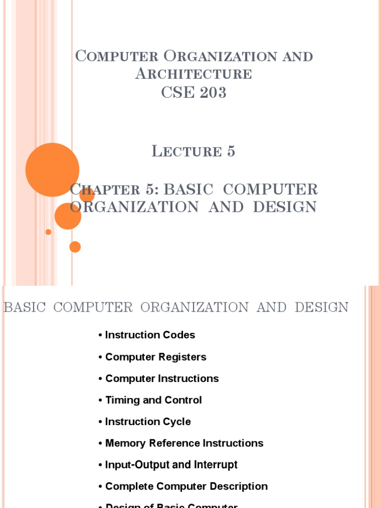 Lecture 5 - Chapter 5 - BASIC COMPUTER ORGANIZATION AND DESIGN - Updated | PDF | Central ...