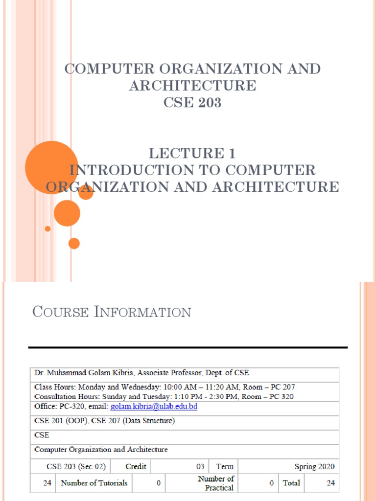 Lecture 1 Sec 2 Introduction To Computer Architecture Pdf Computer Architecture