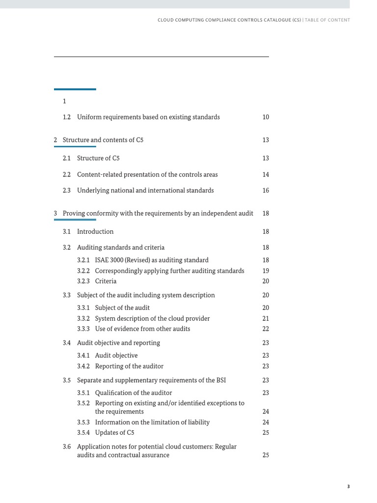 Cloud Computing Compliance Controls Catalogue (C5) : - Table of Content | PDF | Computers ...