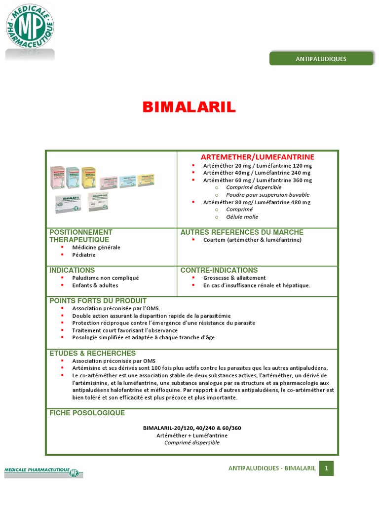 Fiche Bimalaril PDF | PDF | Paludisme | Pharmacologie