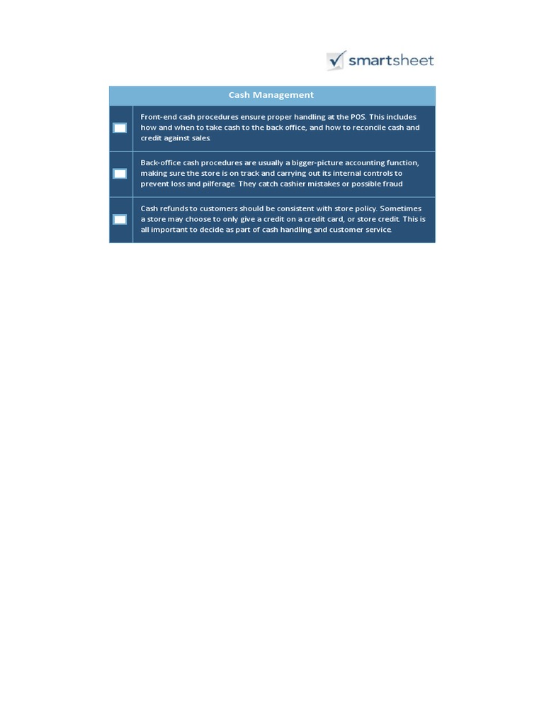 Cash Management Checklist | PDF | Finance & Money Management | Law