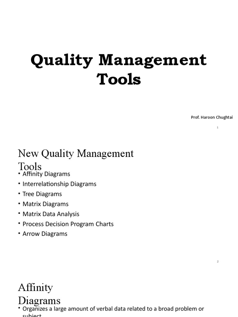 Quality Management Tools: Prof. Haroon Chughtai | PDF | Goal | Business