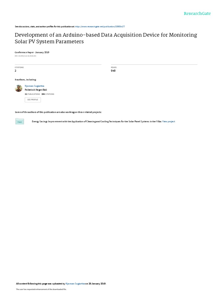 Development of An Arduino-Based Data Acquisition Device For Monitoring Solar PV System ...