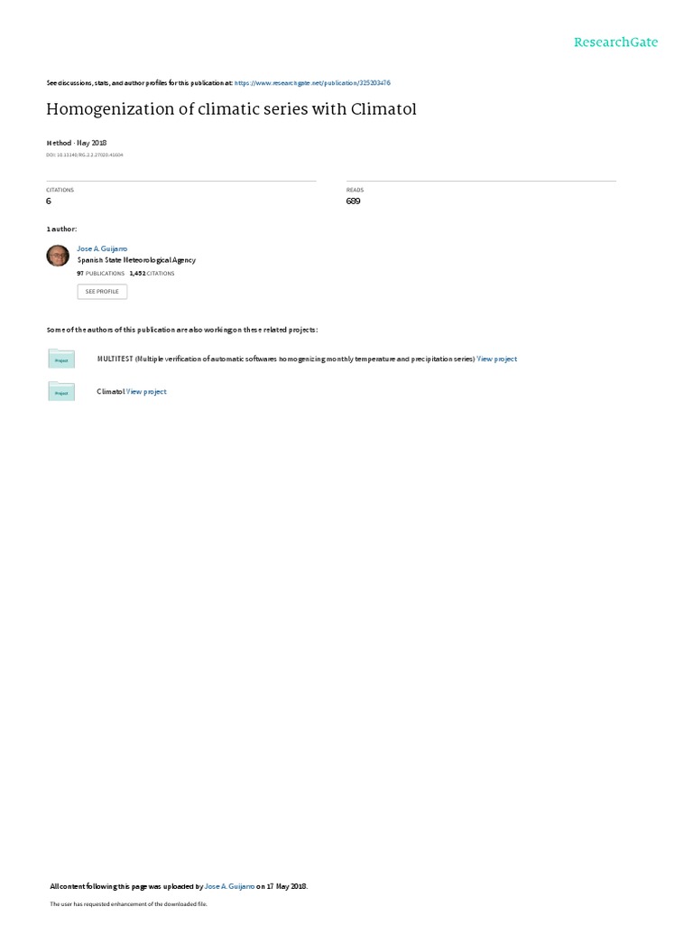 Homog Climatol-En PDF | PDF | Regression Analysis | Histogram
