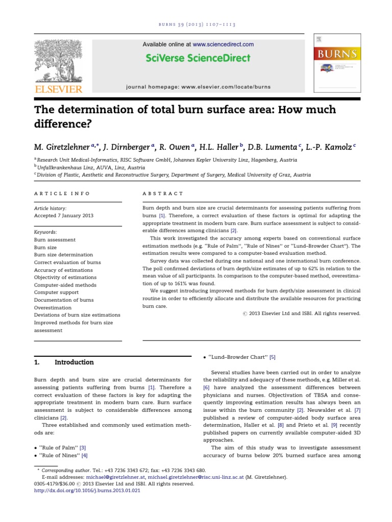 The Determination of Total Burn Surface Area: How Much Difference ...