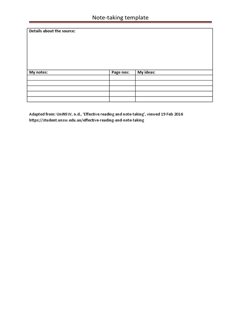 Effective Note-Taking Template | PDF | Career & Growth | Social Science