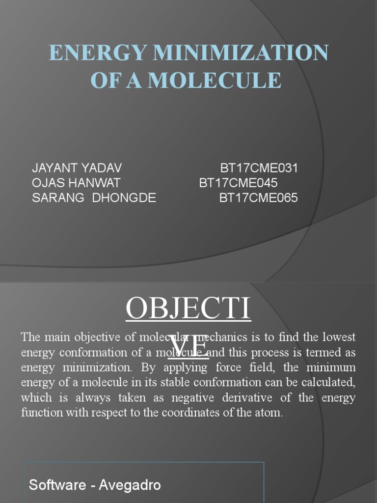 Energy Minimization of A Molecule | PDF | Force Field (Chemistry ...