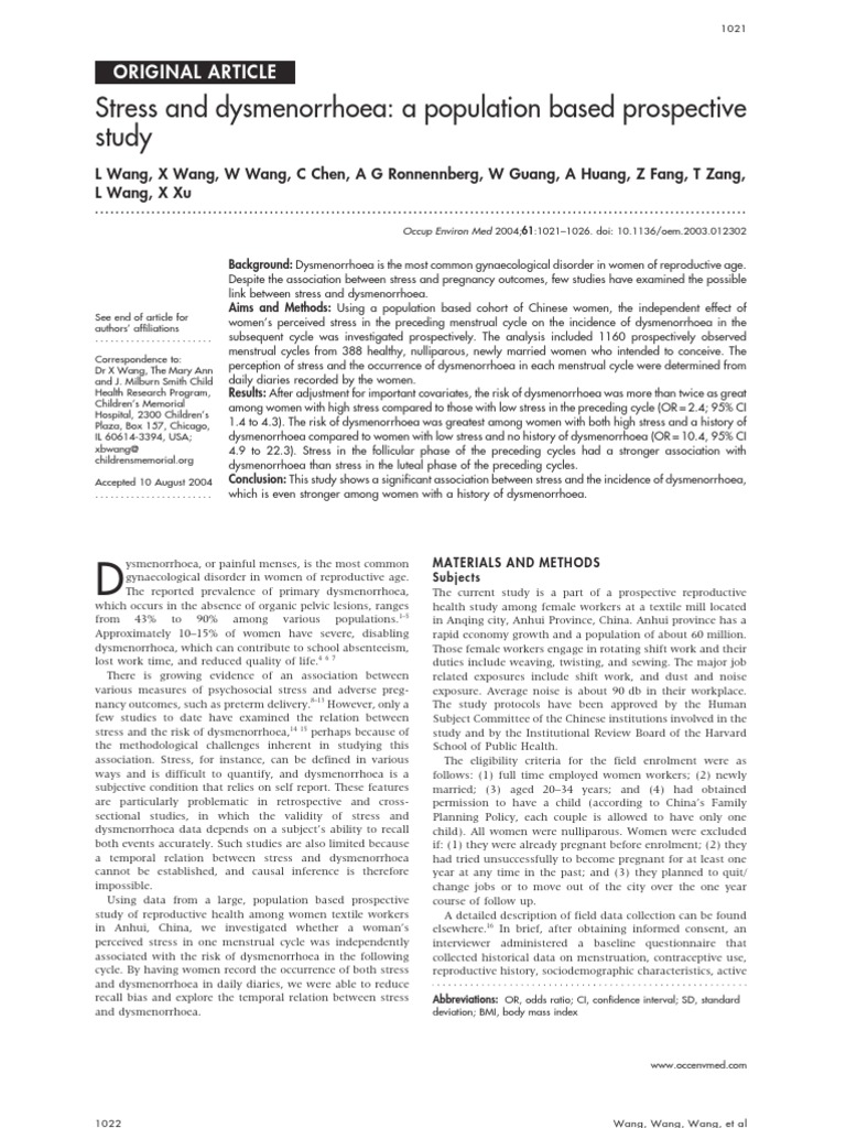 Dysm in China | PDF | Menstrual Cycle | Cortisol