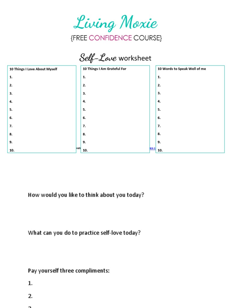 Self-Love: worksheet | Psychological Concepts | Psychology