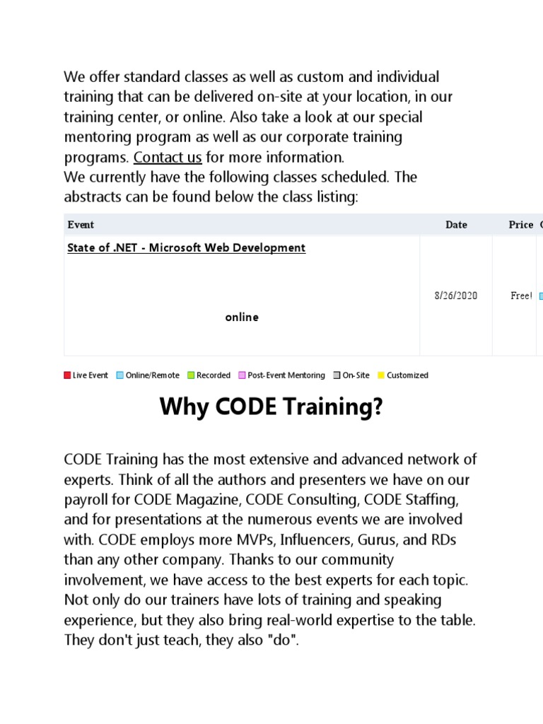 We Offer Standard Classes As Well As Custom and Individual Training ...