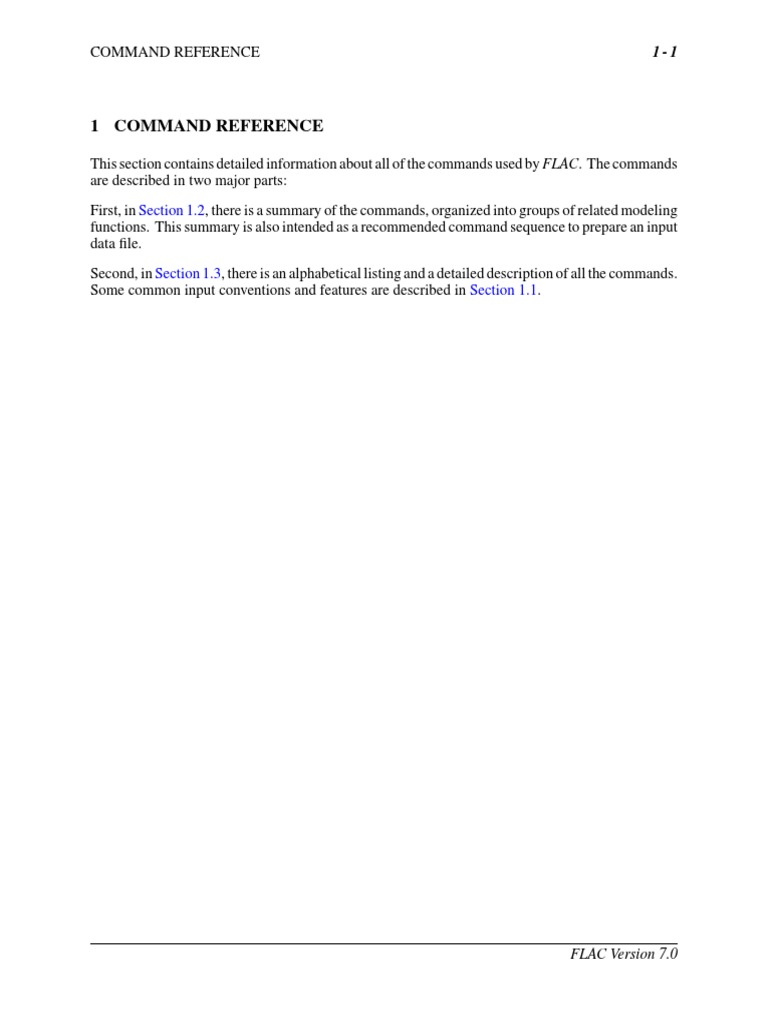 FLAC Command Reference Guide | PDF | Stress (Mechanics) | Shear Stress