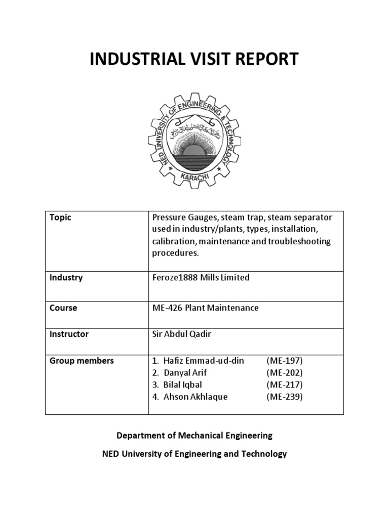 Industrial Visit Report | PDF | Pressure Measurement | Steam