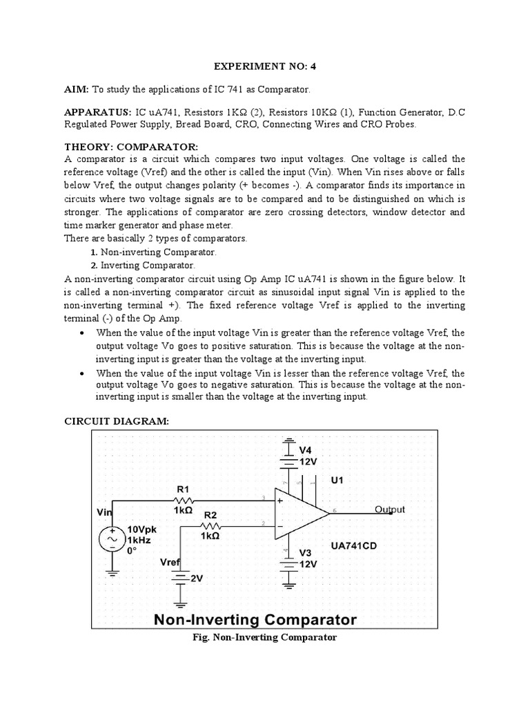 EXPERIMENT NO 3 (Comparator) | PDF | Operational Amplifier | Amplifier