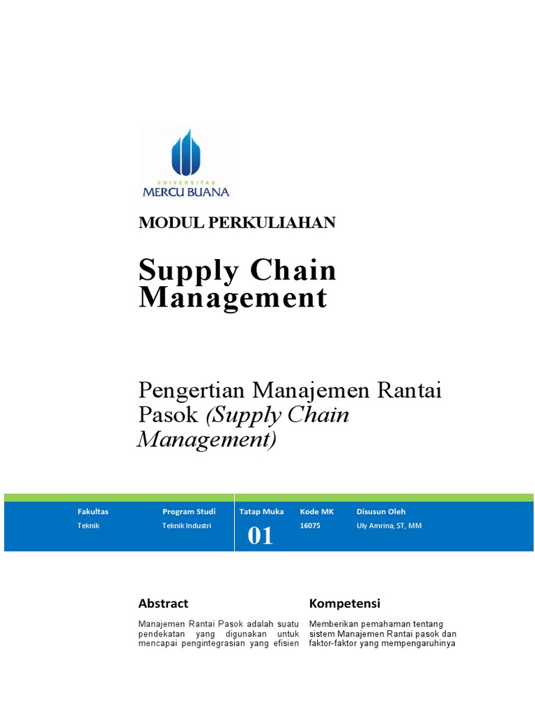 Modul SCM 01 Pengertian Manajemen Rantai Pasok Supply Chain Management ...