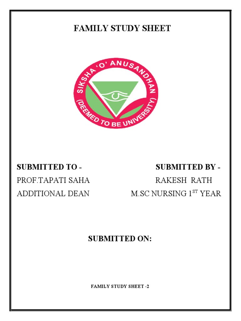 Family Study Sheet PHC | PDF | Kitchen | Water