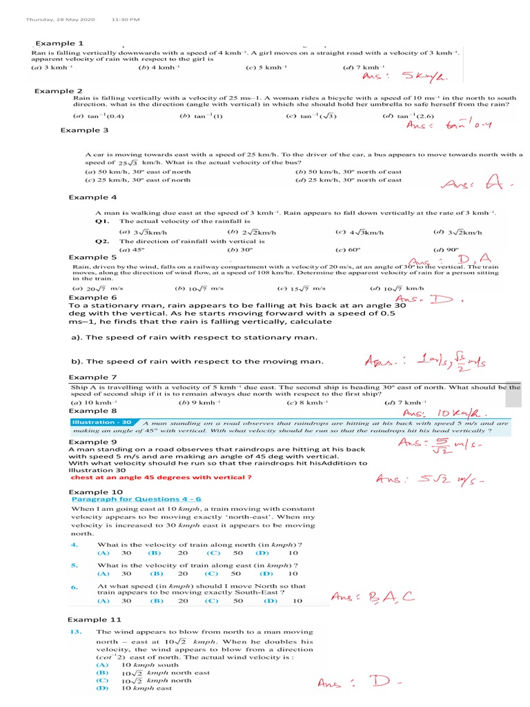 Relative Velocity Examples | PDF | River | Speed