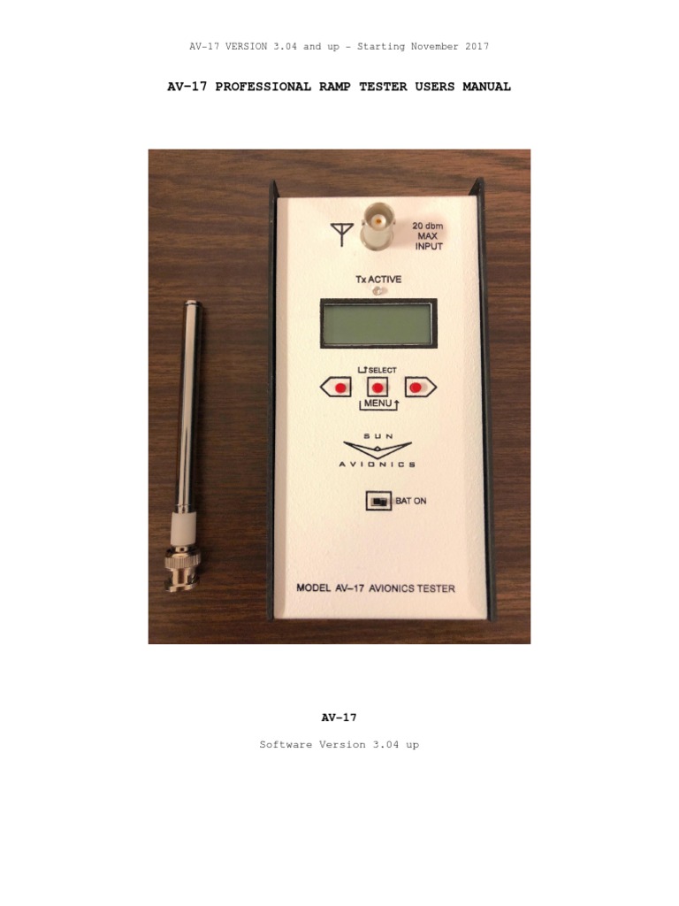 AV-17 Ramp Tester Guide | PDF | Transponder (Aeronautics) | Radio