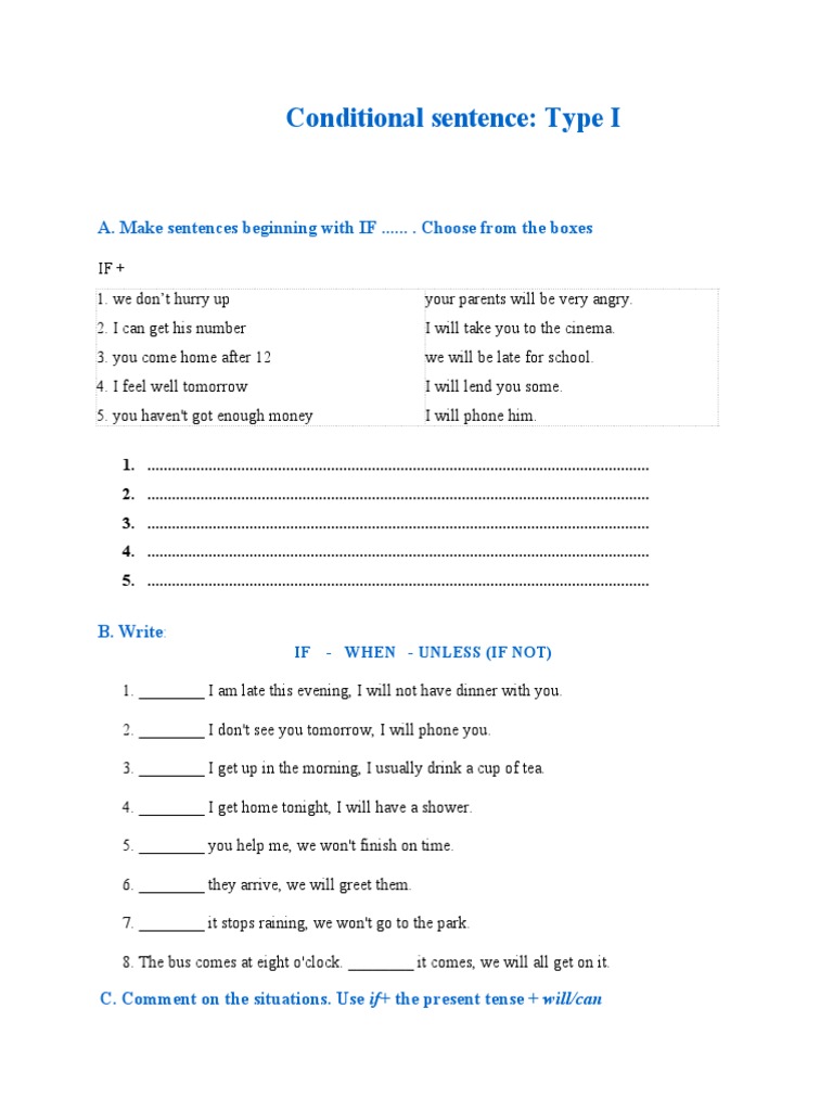 Conditional Sentence Type I | PDF