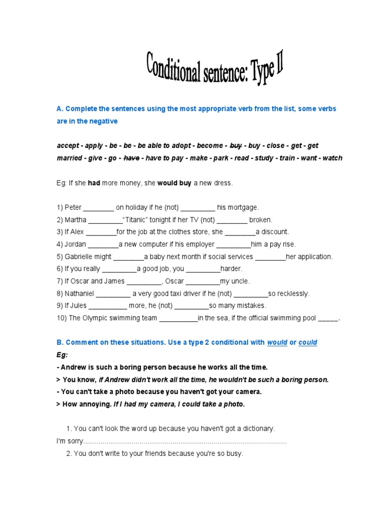 Conditional Sentence Type II | PDF