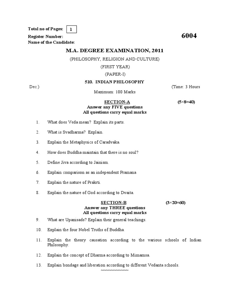 M.A. Degree Examination, 2011 | PDF