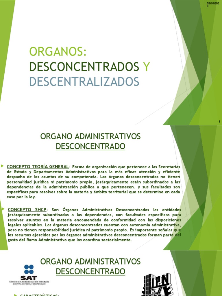 Conceptos Organos Desconcentrados y Descentralizados | PDF ...
