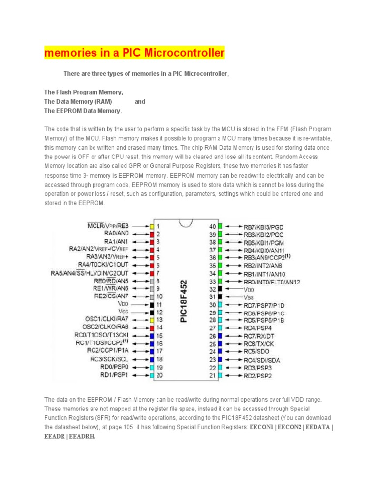 Memories in A PIC Microcontroller | PDF