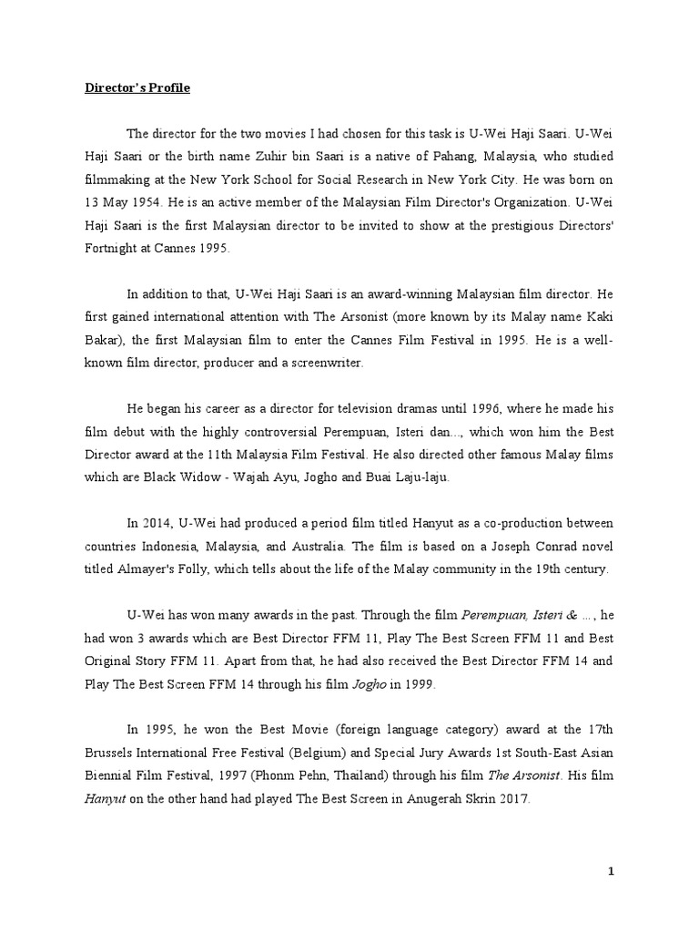 Malaysian Cinema Report | PDF