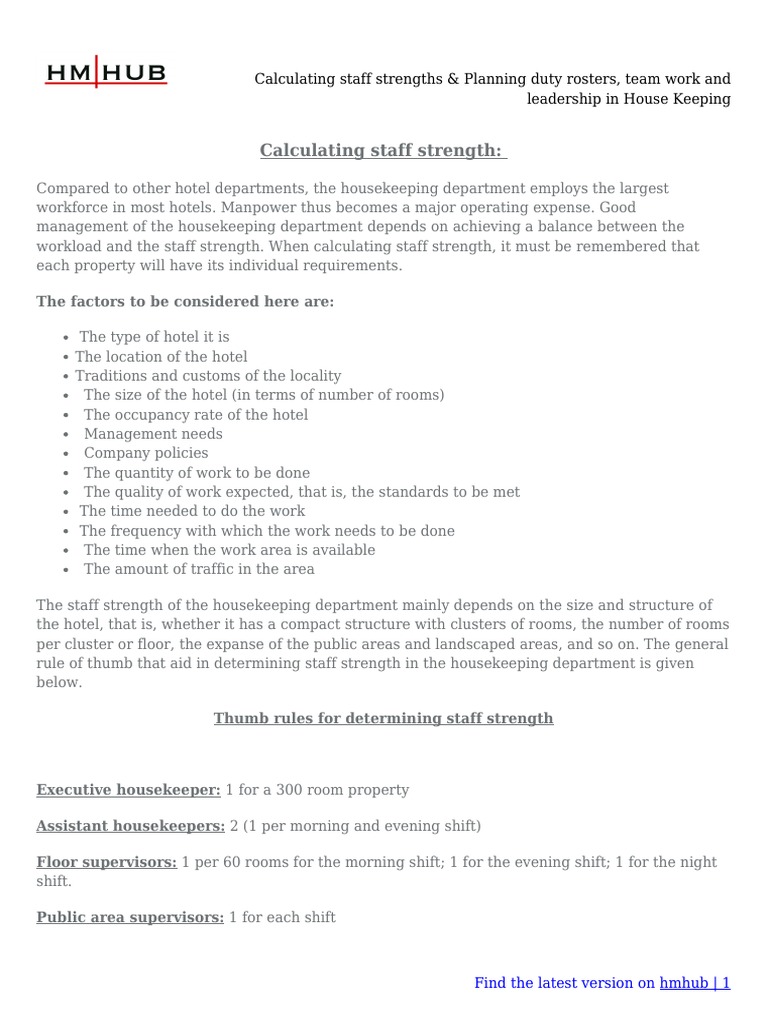 Calculating Staff Strengths & Planning Duty Rosters, Team Work and ...