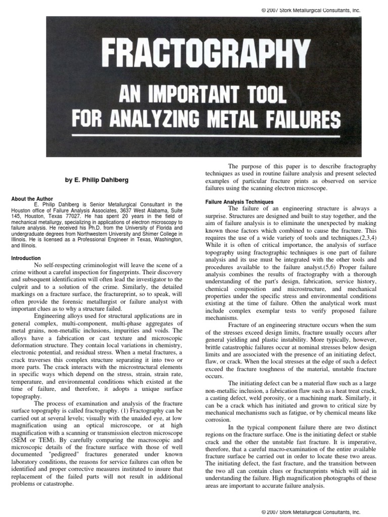 Fractography - An Important Tool For Analyzing Metal Failurews | PDF ...