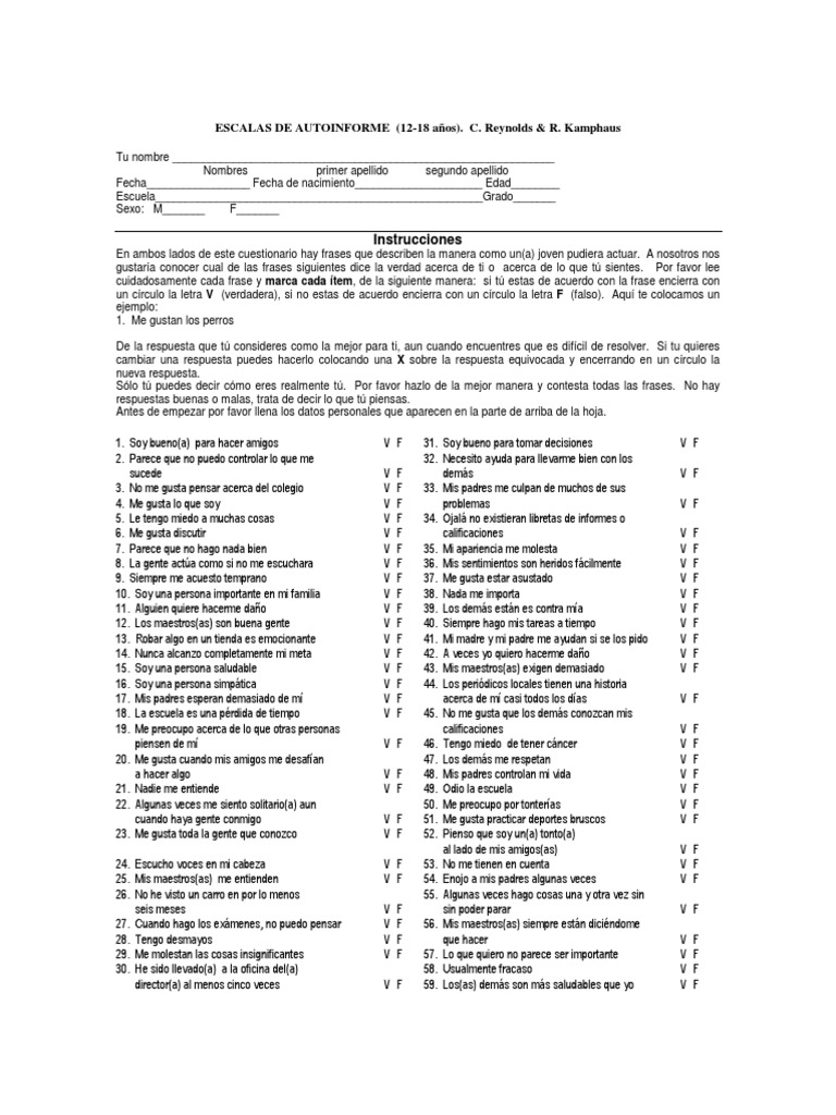 EMC Autoinforme 12 A 18 Años | PDF