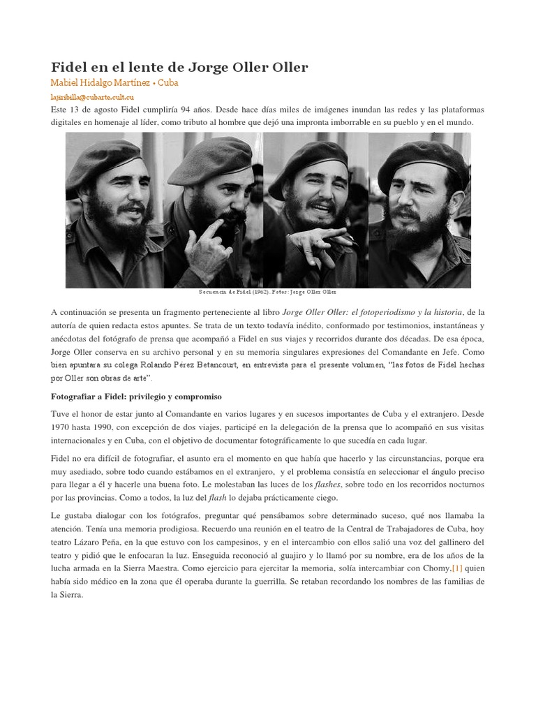 Fidel en El Lente de Jorge Oller Oller | PDF | Fidel Castro | Cuba