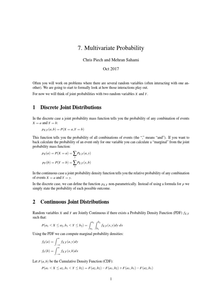Multivariate Probability: 1 Discrete Joint Distributions | PDF ...