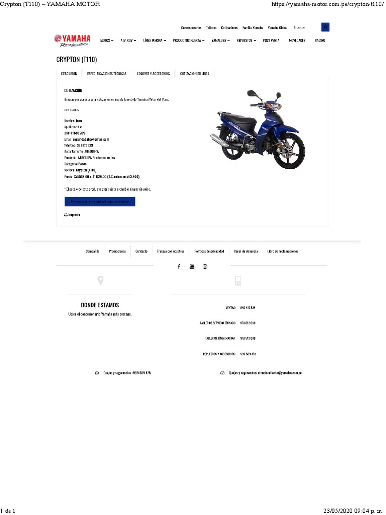 Crypton (T110) - YAMAHA MOTOR PDF | PDF