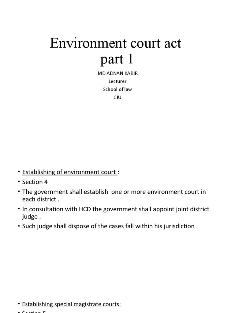 Environment Court Act Part 1 | PDF | Magistrate | Crime & Violence