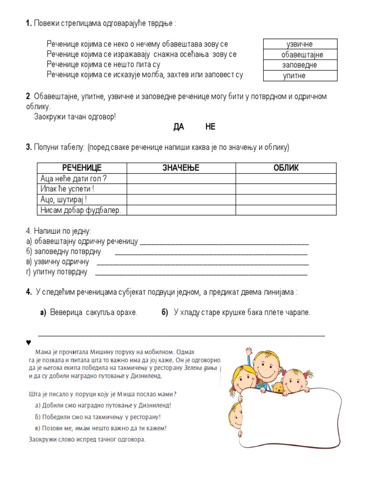 Recenice Po Znacenju I Obliku | PDF