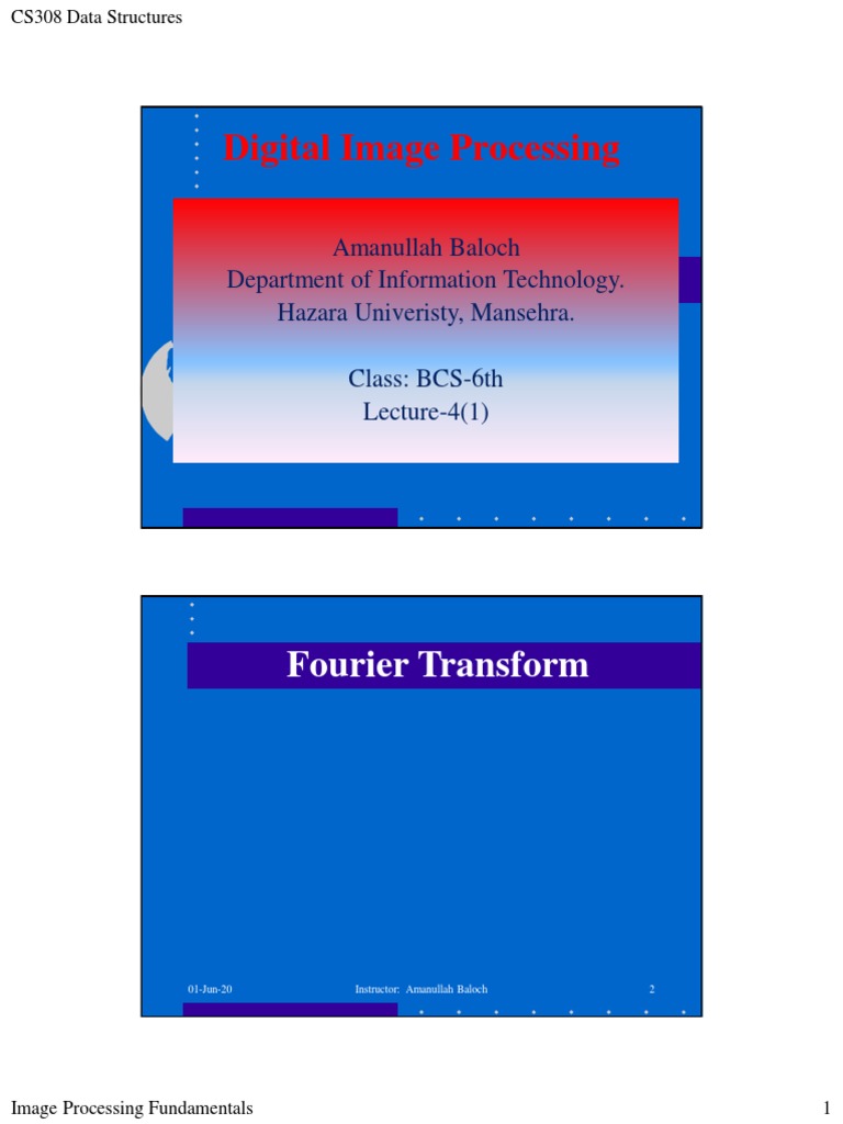 An Introduction to the Fourier Transform and its Applications in ...