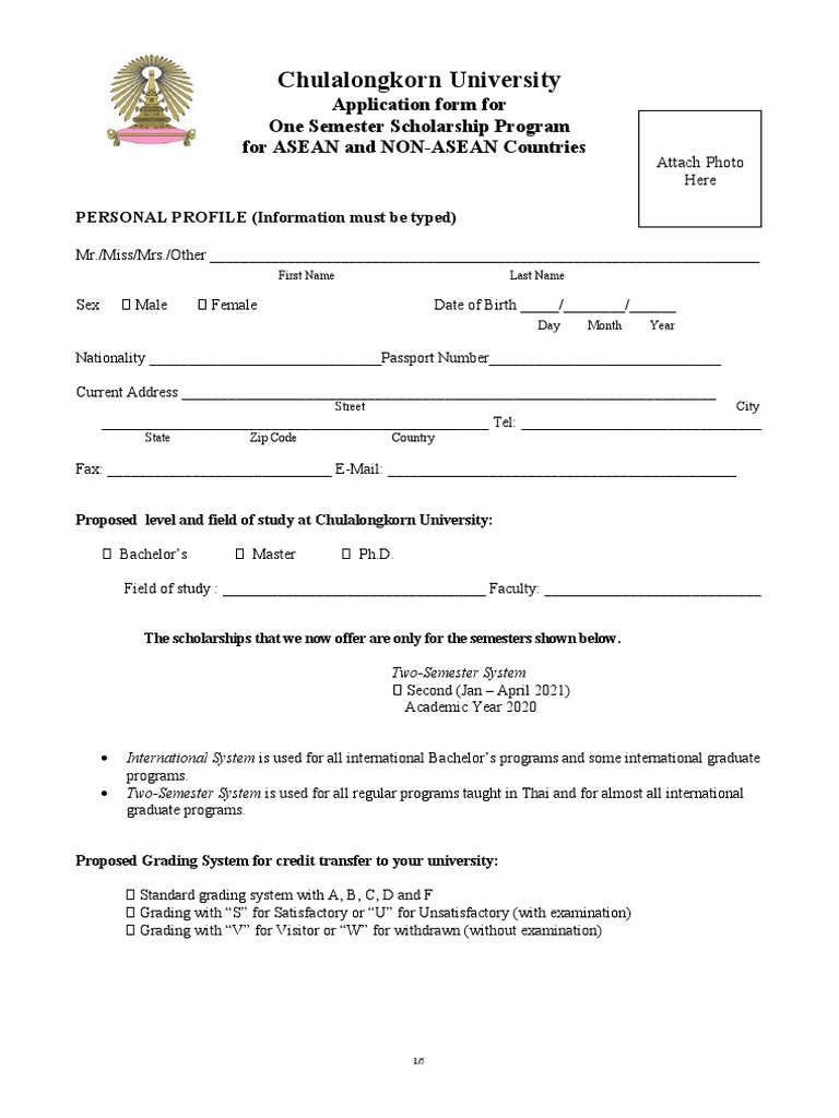 ApplicationForm - OneSemester - ScholarshipProgram - Only For 2nd Semester 2020 | Download Free ...