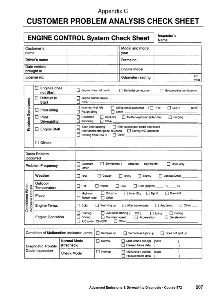A Concise Checklist for Thoroughly Analyzing Customer Vehicle Problems ...