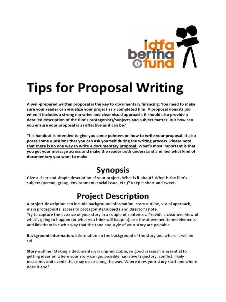 Tips For Writing A Proposal PDF | PDF | Documentary Film | Narrative
