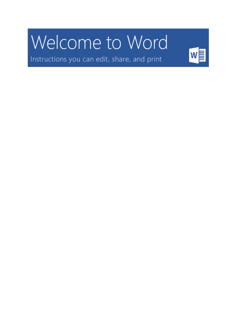 Welcome To Word: Instructions You Can Edit, Share, and Print | PDF ...
